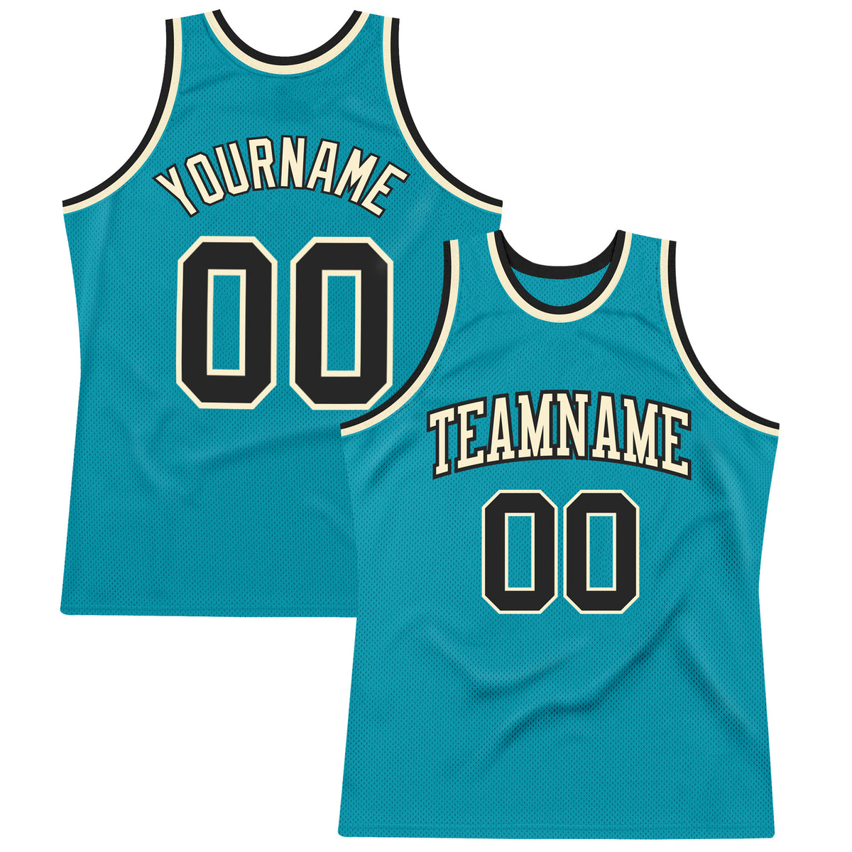 Custom Teal Black-Cream Authentic Throwback Basketball Jersey Free ...