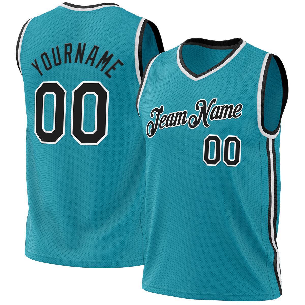 Custom Teal Black-Red Authentic Throwback Basketball Jersey Free ...
