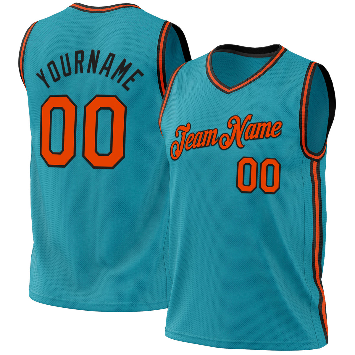 Custom Teal Orange-Black Authentic Throwback Basketball Jersey Free ...