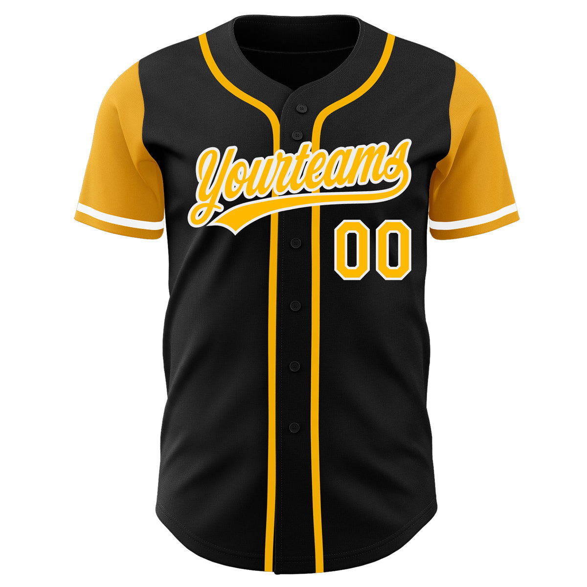 Custom Black Gold-White Authentic Two Tone Baseball Jersey Free ...