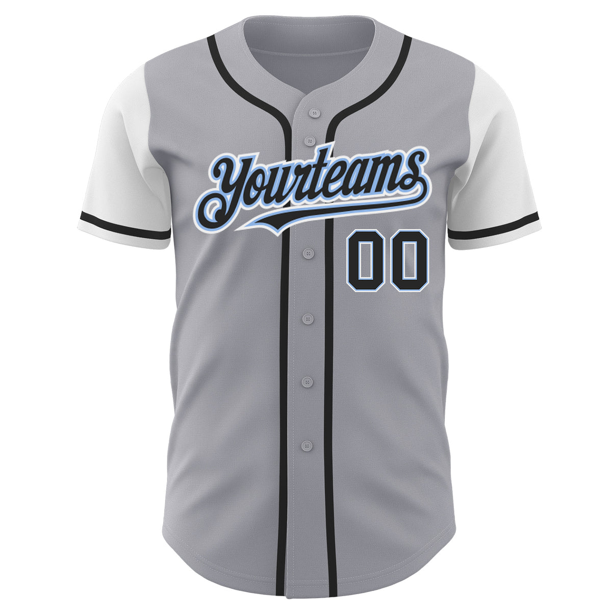 Custom Gray Black-Light Blue Authentic Two Tone Baseball Jersey – Fiitg