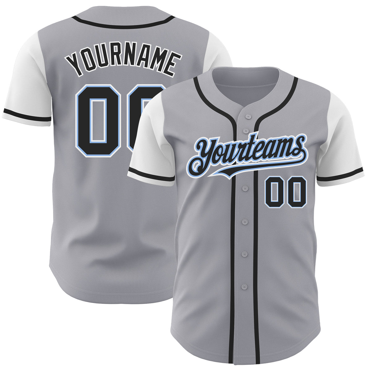 Custom Gray Black-Light Blue Authentic Two Tone Baseball Jersey – Fiitg