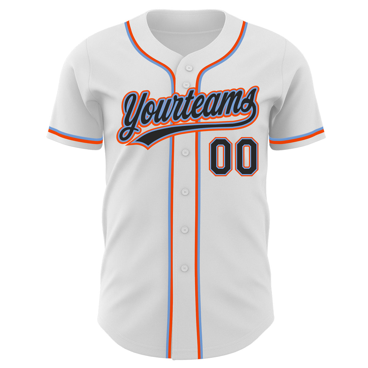 Custom White Black Powder Blue-Orange Authentic Baseball Jersey Free ...