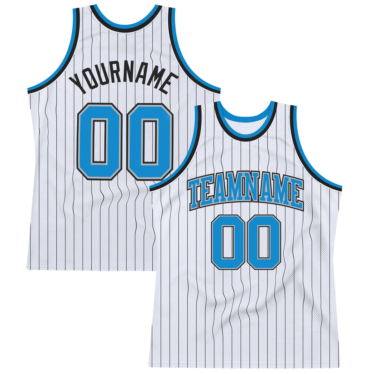 Custom White Black Pinstripe Blue-Gray Authentic Basketball Jersey Free ...