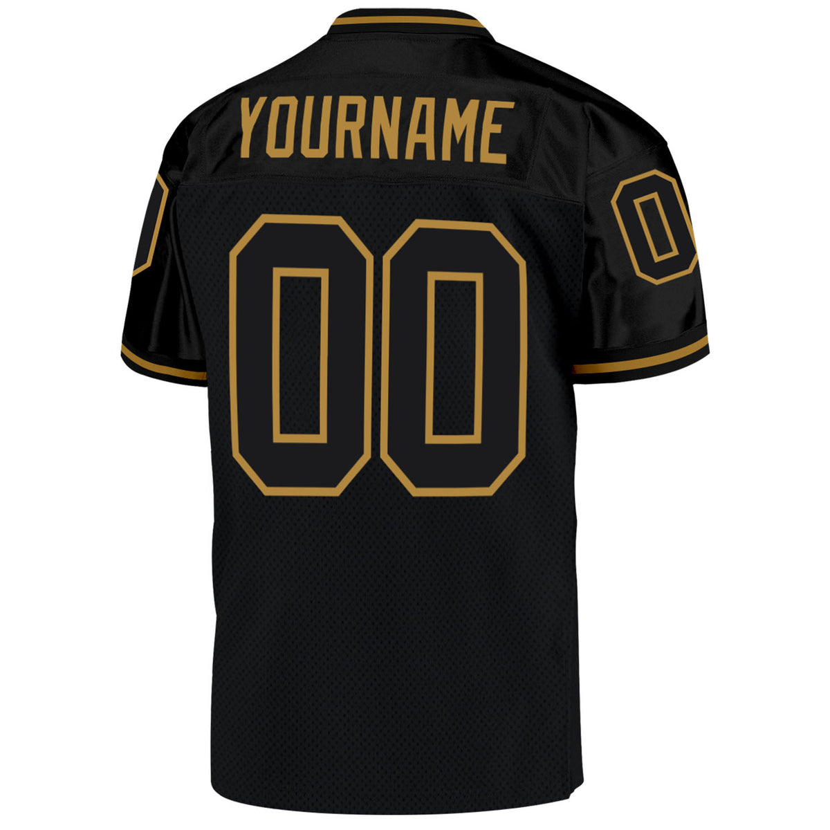 Custom Black Black-Old Gold Mesh Authentic Throwback Football Jersey ...