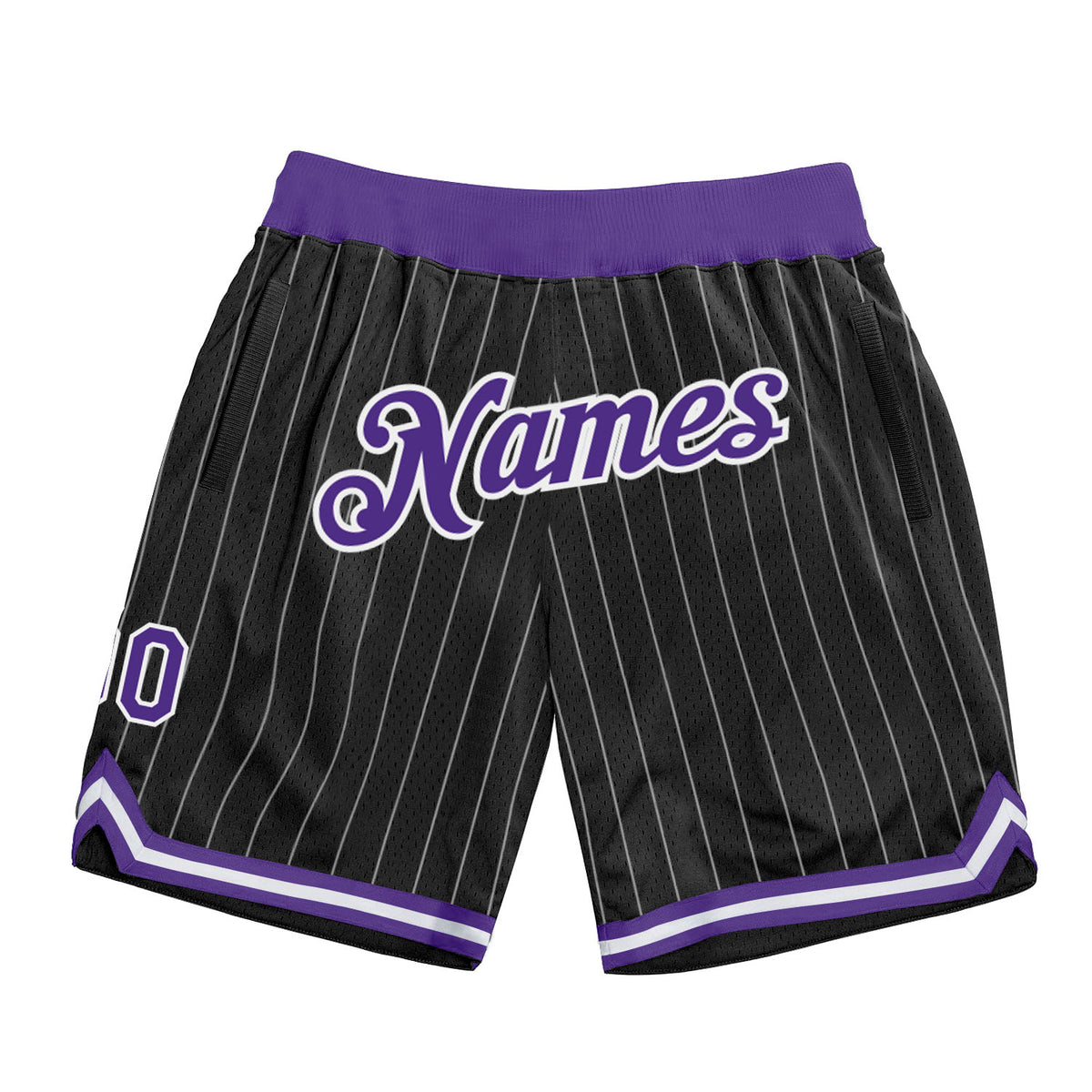 Custom Black White Pinstripe Purple-White Authentic Basketball Shorts ...