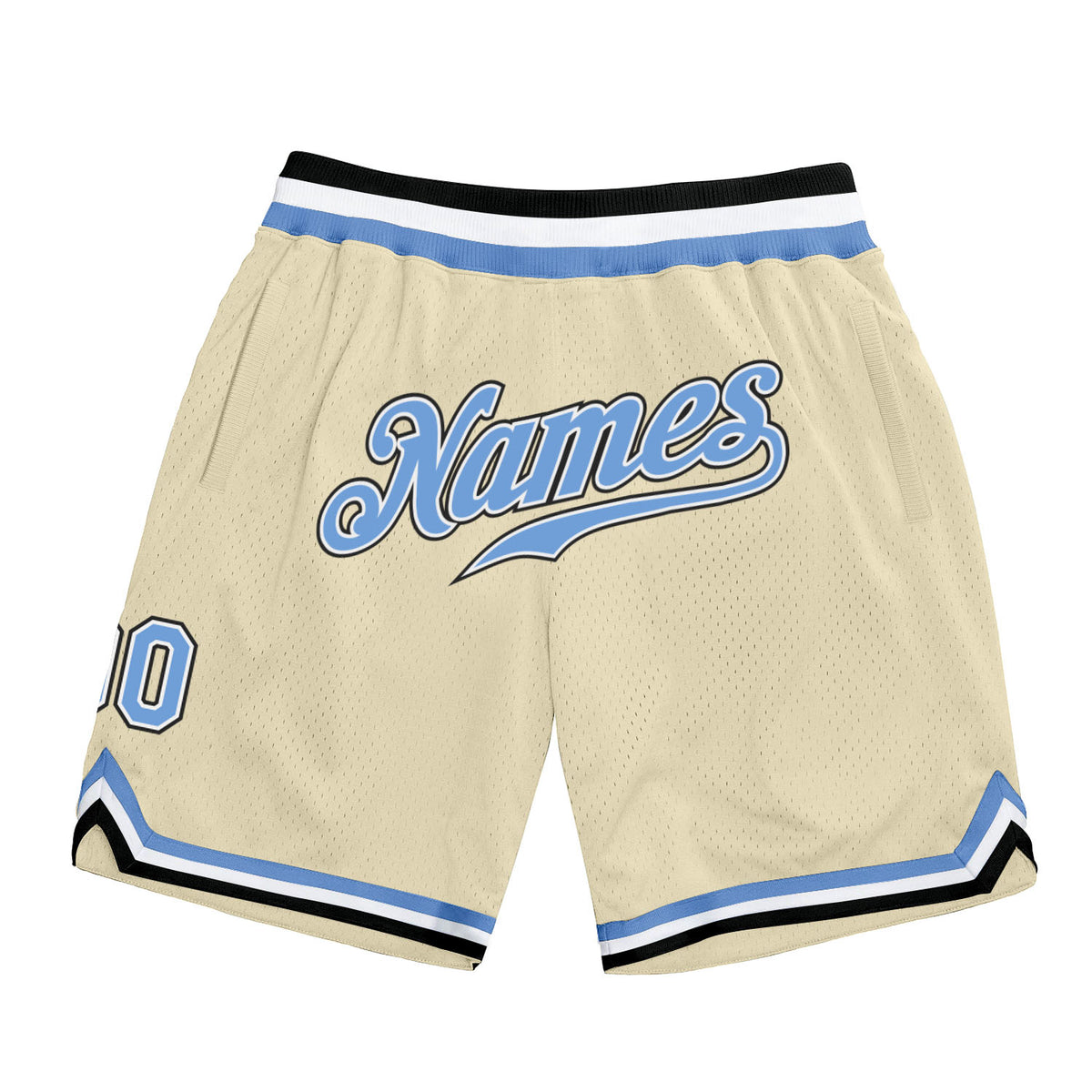 Custom Cream Light Blue-Black Authentic Throwback Basketball Shorts ...