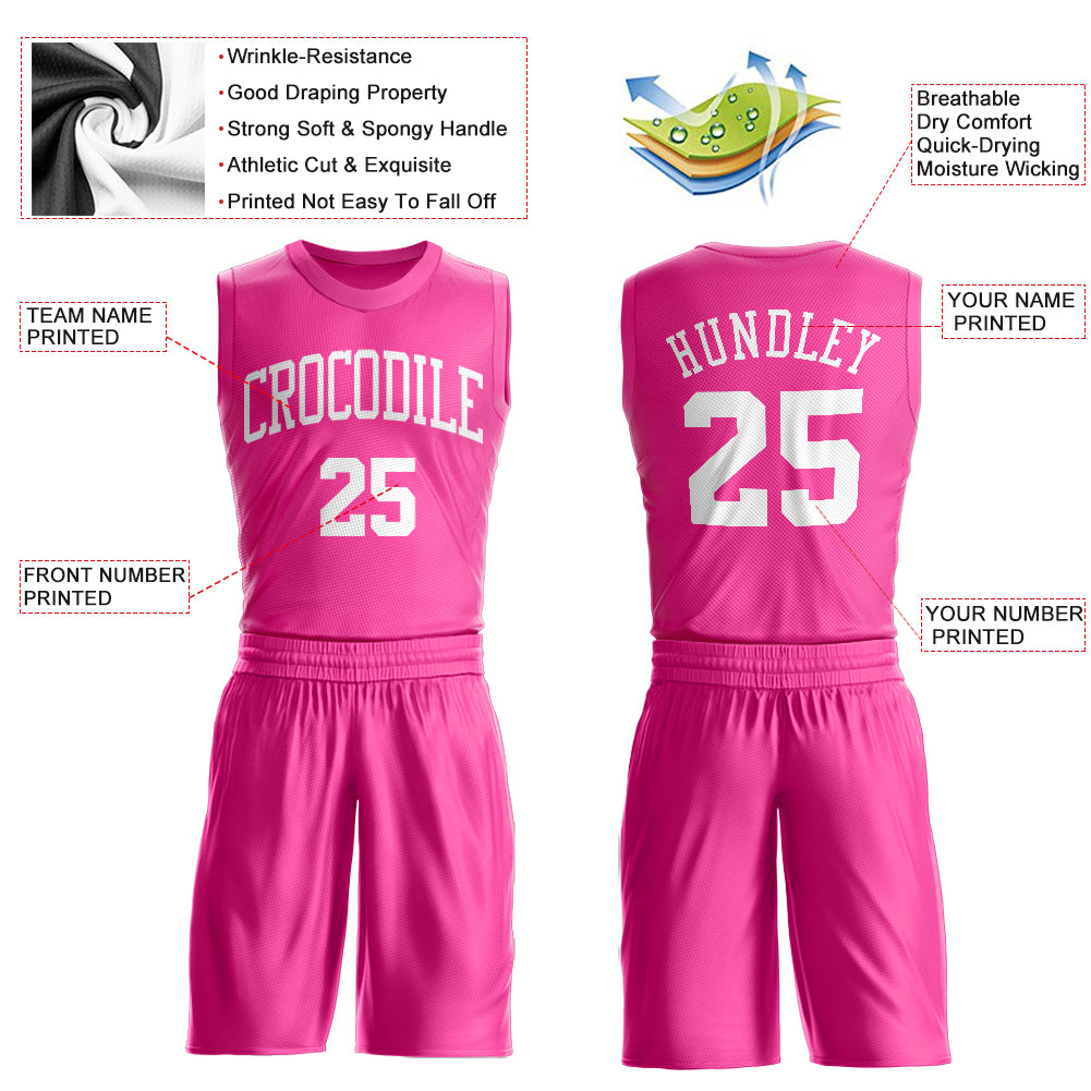 Custom Pink White Round Neck Suit Basketball Jersey – Fiitg