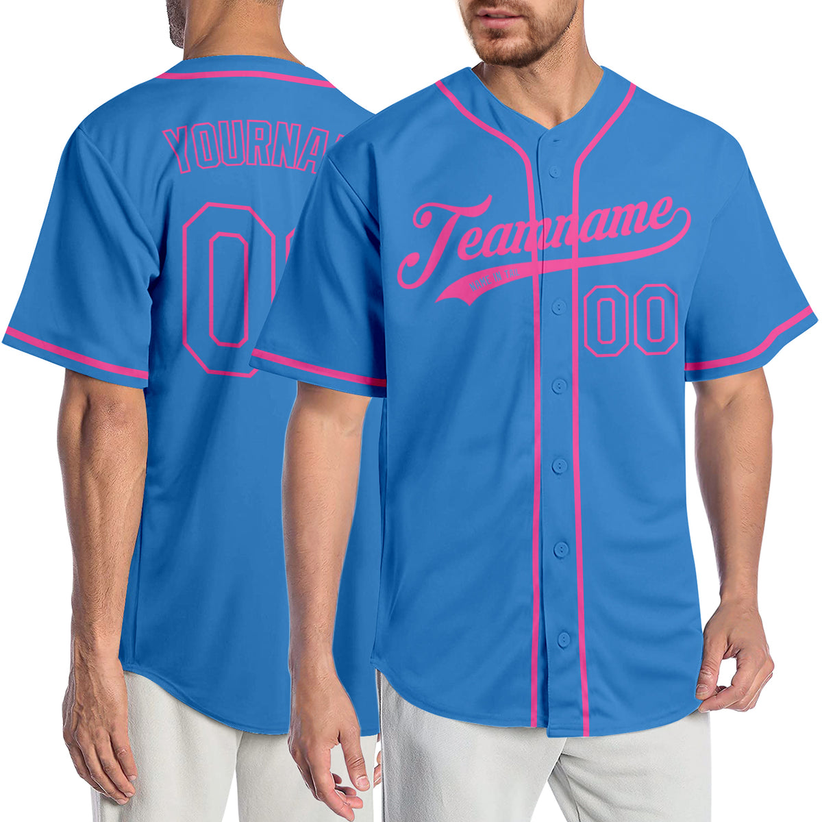 Custom Powder Blue Powder Blue-Pink Authentic Baseball Jersey Free ...