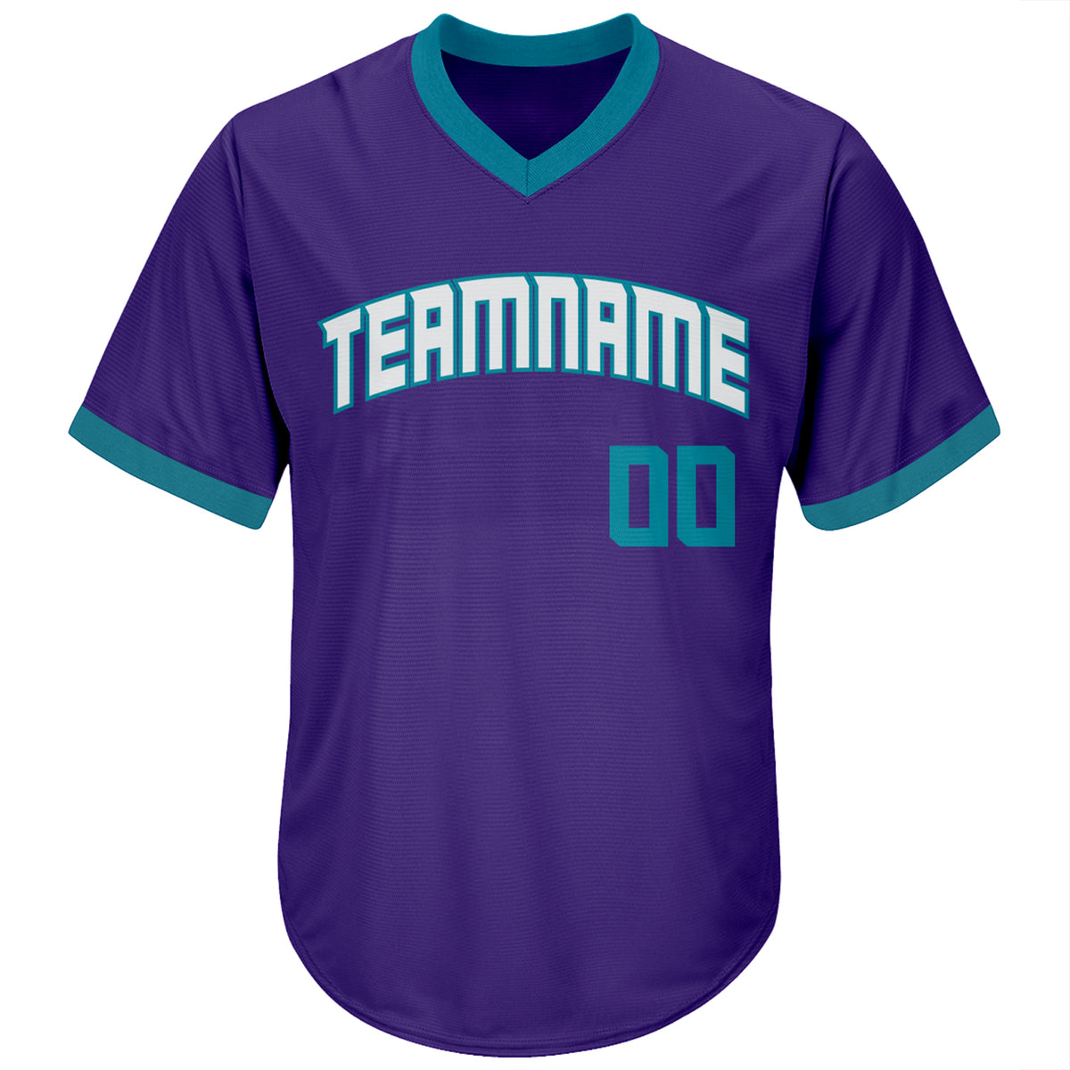 Custom Own Purple Teal White Authentic Baseball Stitched Jersey Free ...