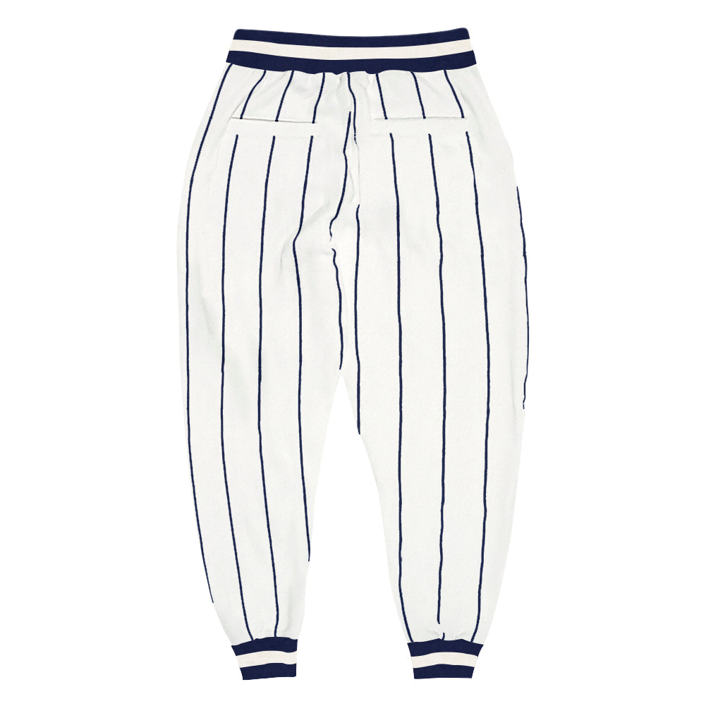 Custom White Navy Pinstripe Navy-White Sports Pants Free Shipping – Fiitg
